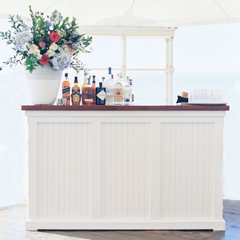 Clayton White 6' Beadboard Bar - The Event Rental Co.