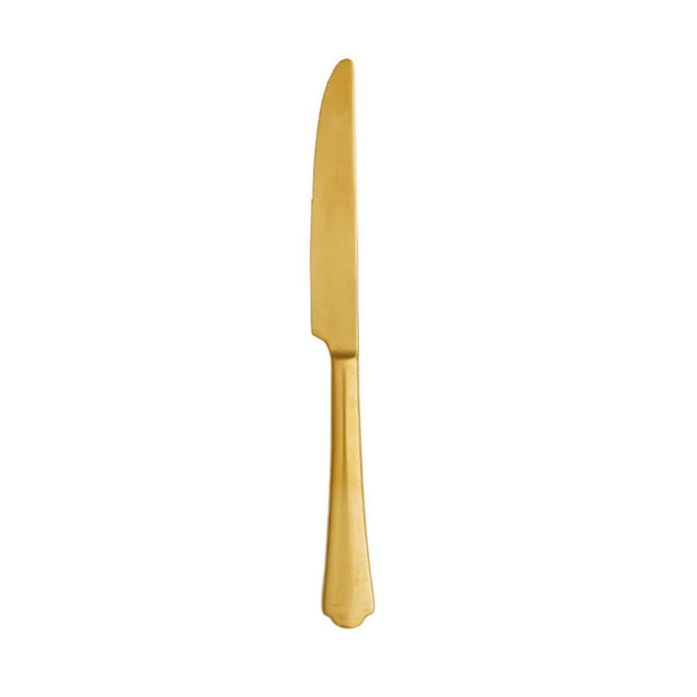 Grayson Gold Brushed Dinner Knife - The Event Rental Co.