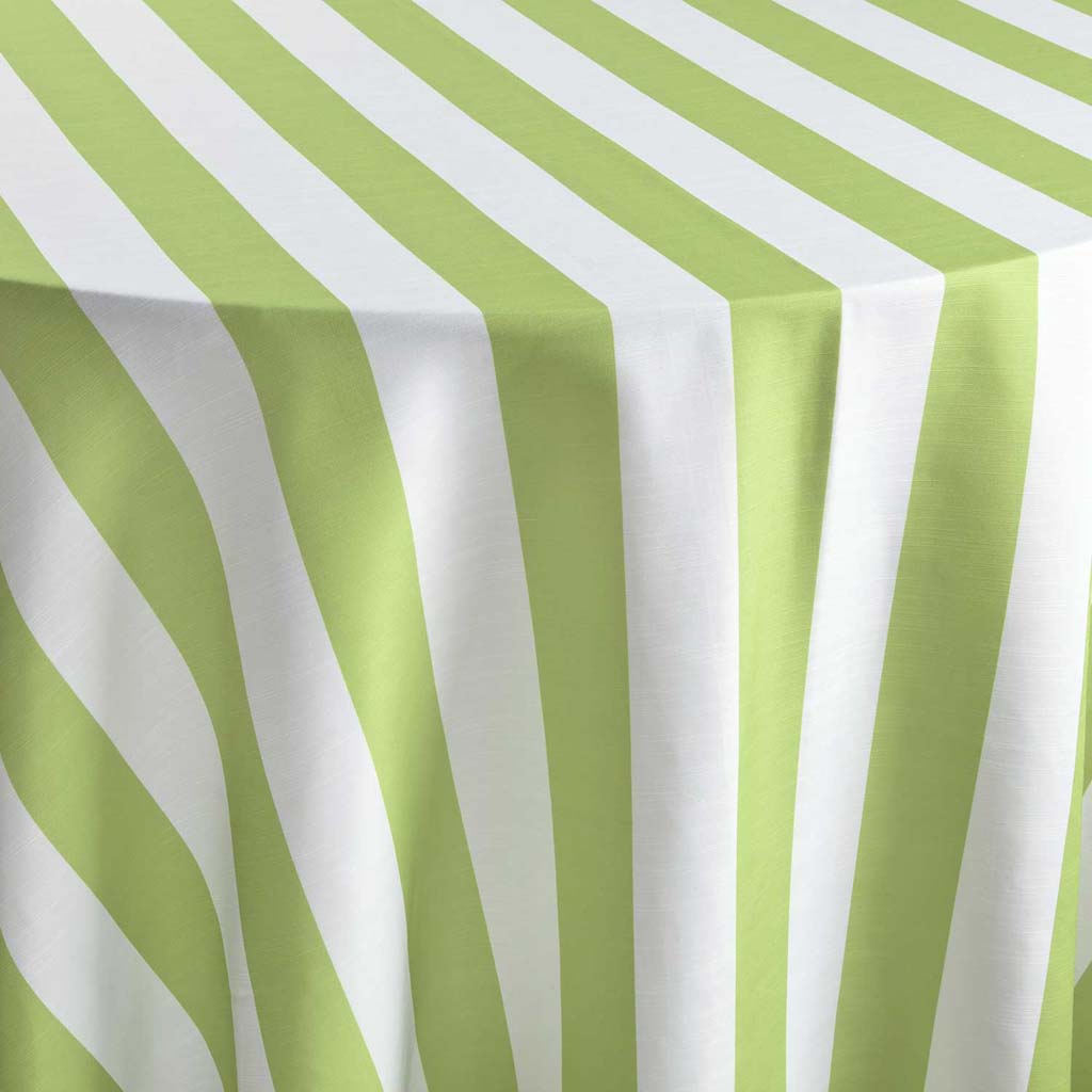 120” Aloe Cabana Stripe Table Linen - The Event Rental Co.