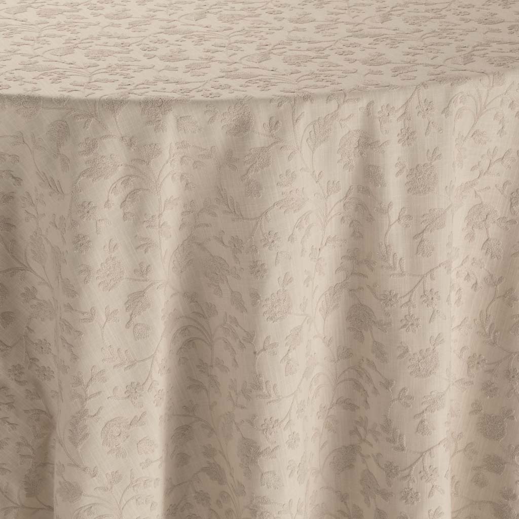 108" Fleur Parchment Table Linen - The Event Rental Co.